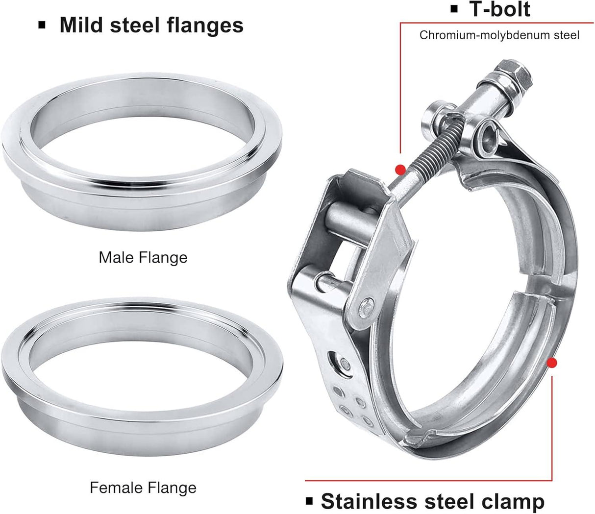 EVIL ENERGY V Band Clamp with Male Female Flange Stainless Steel ...