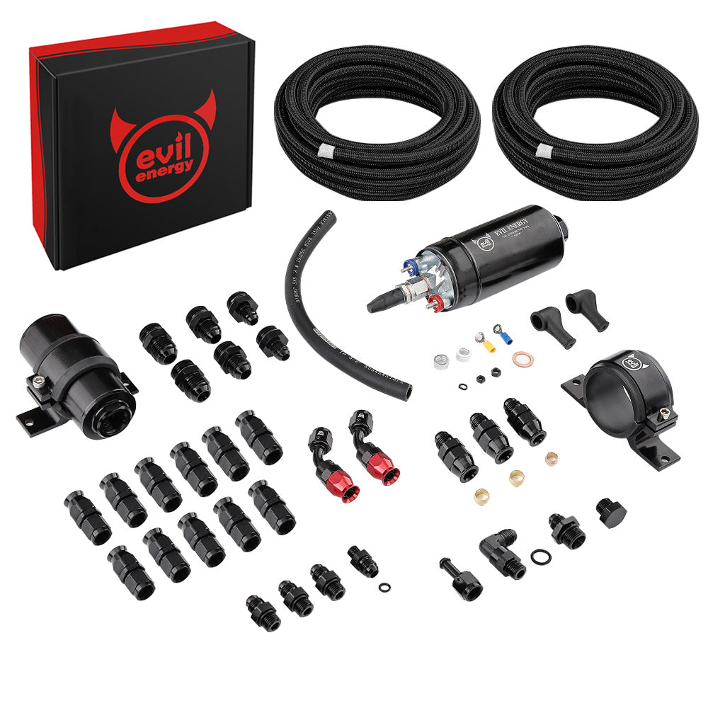 EFI Fuel Kit with 3/8 Fuel Line, 6AN Fittings, & 300LPH Fuel Pump ...