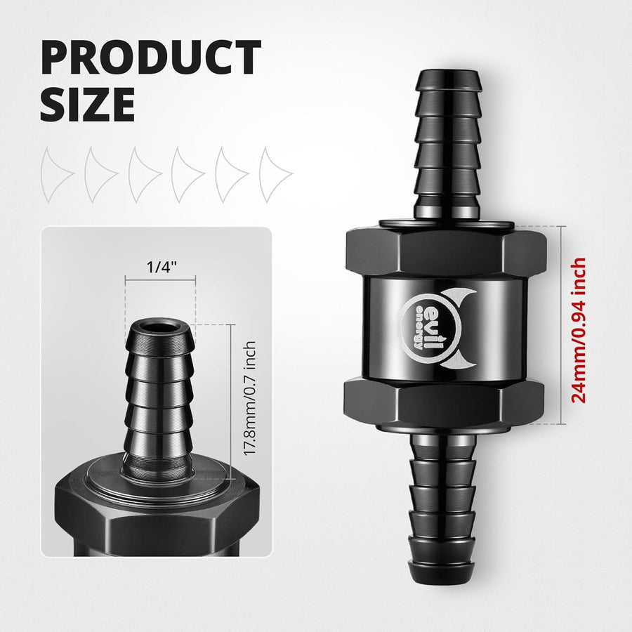 EVIL ENERGY One-Way Fuel Check Valve Inline – Aluminum – EVILENERGY