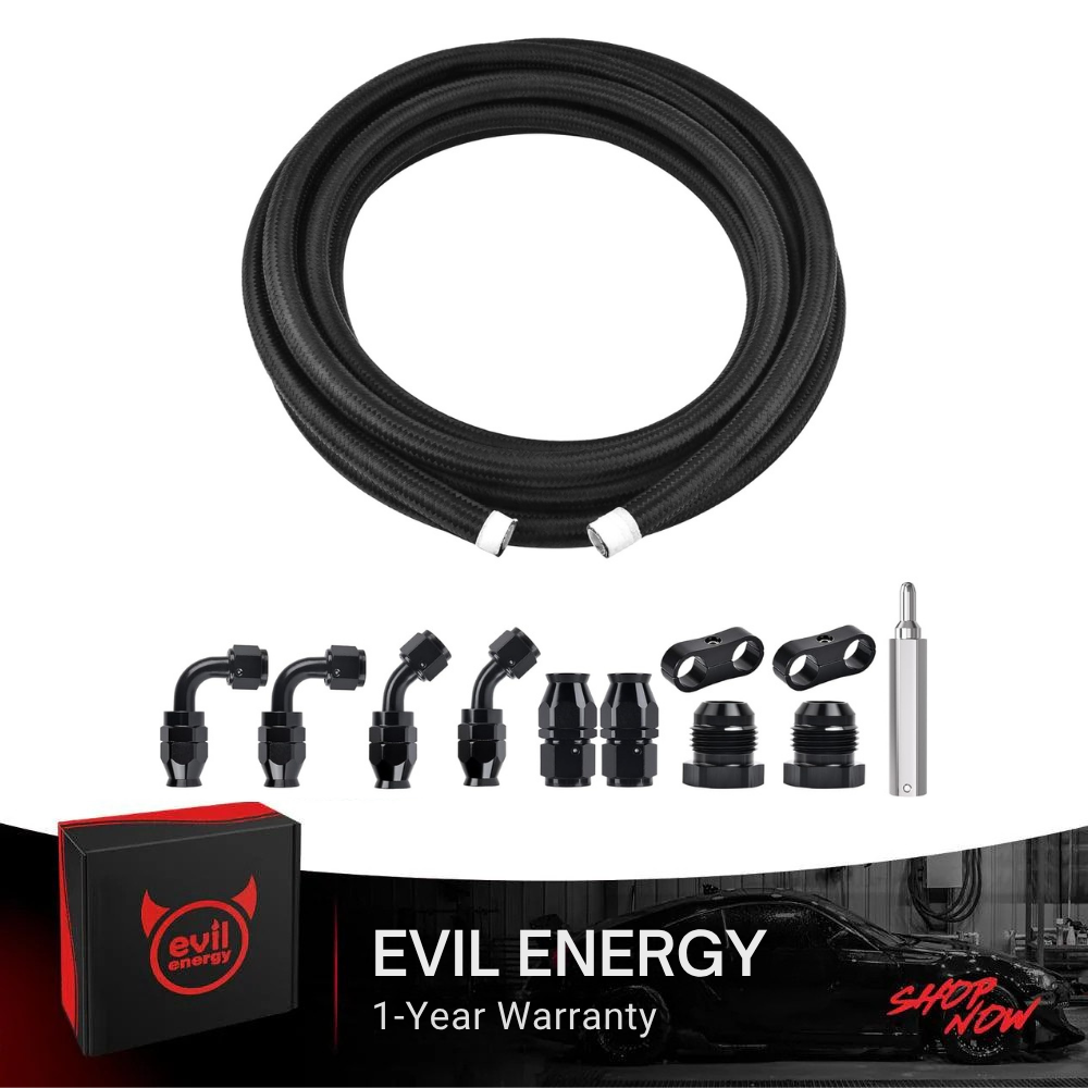 EVIL ENERGY 6AN PTFE Fuel Line Kit 10FT, AN12 Nylon E85 Braided PTFE ...