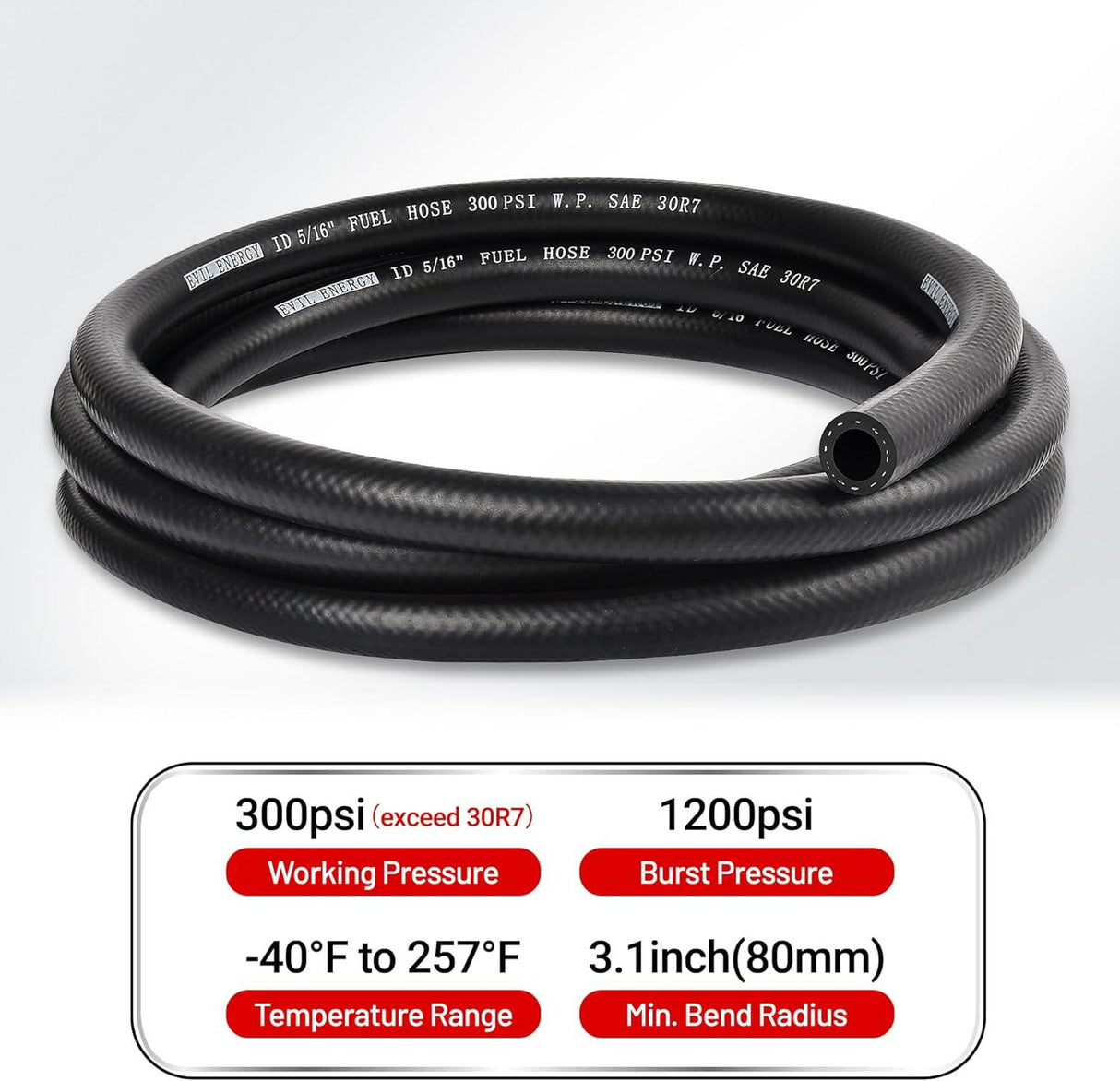 EVIL ENERGY 5/16 Fuel Hose Line SAE 30R7 Push Lock NBR Rubber 300PSI ...