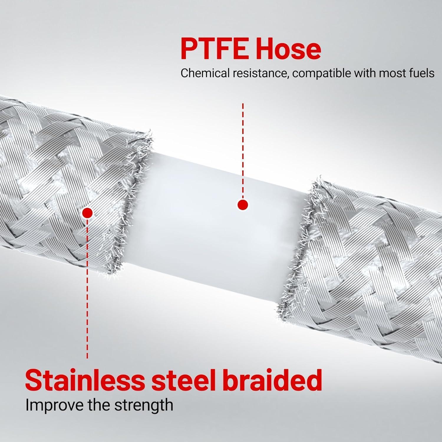EVIL ENERGY PTFE Fuel Line Hose Kit E85 Stainless Steel Braided 20FT ...