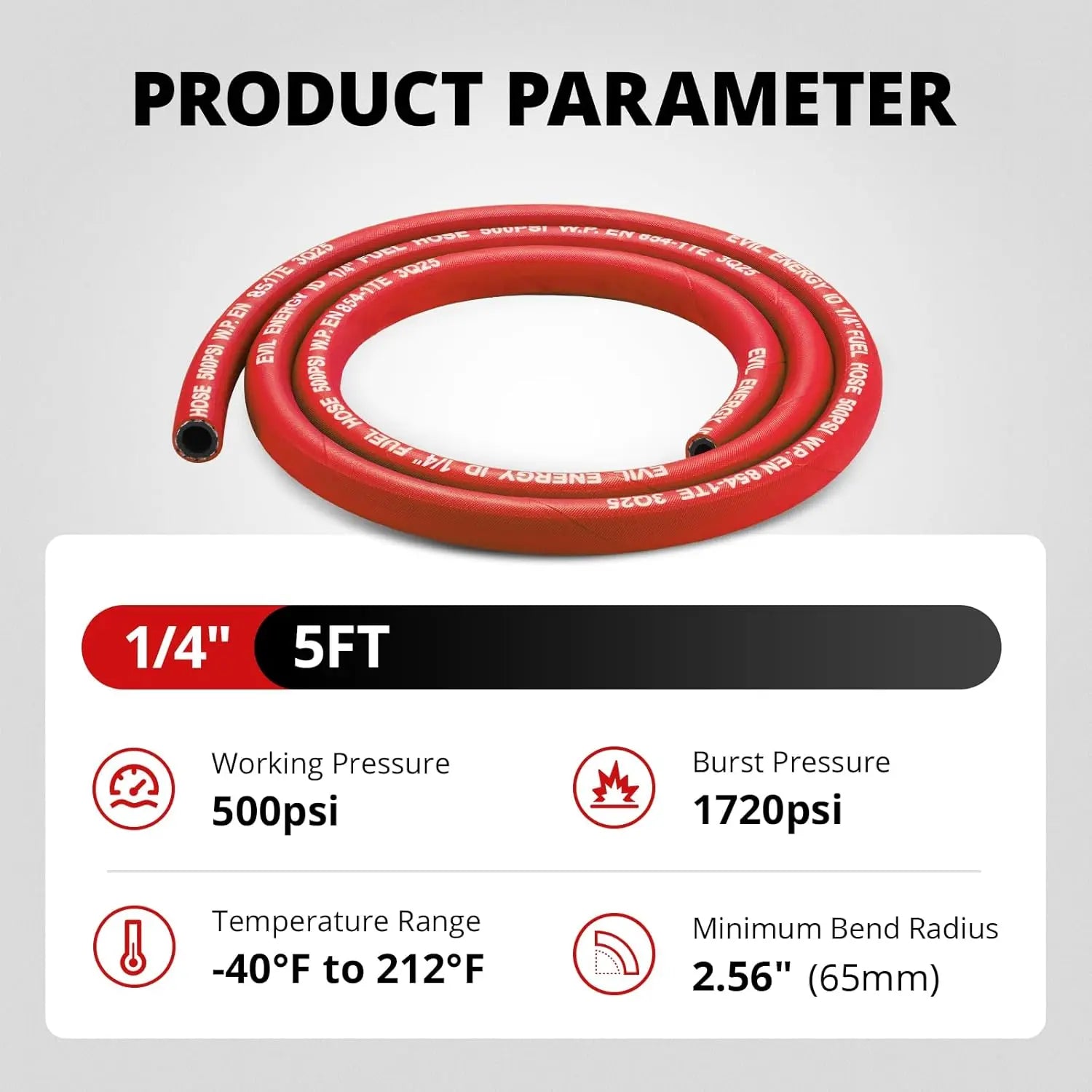 High Pressure Fuel Line Hose 5-15FT 500PSI E85 NBR | EVIL ENERGY ...